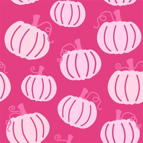 Premium Vector Seamless Pattern Bright Pink Pumpkin Pink Background