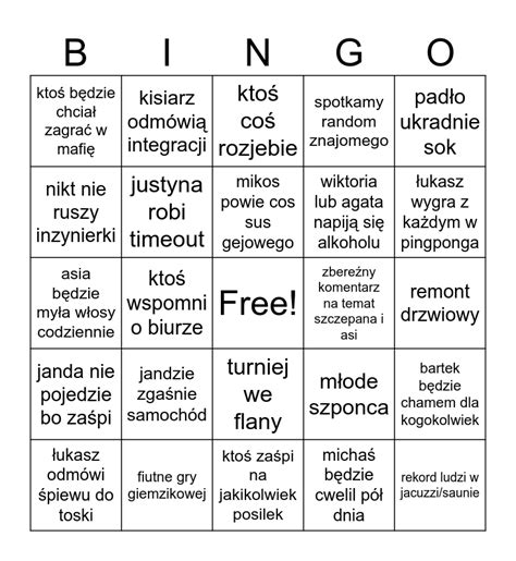 Kis Bingo Card