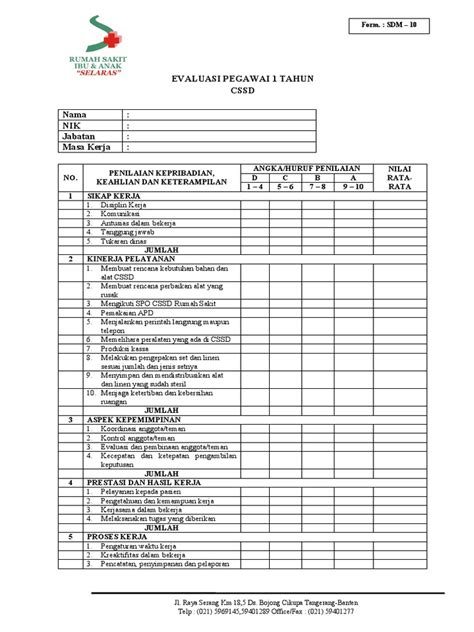 Evaluasi Pegawai 1th Cssd Pdf