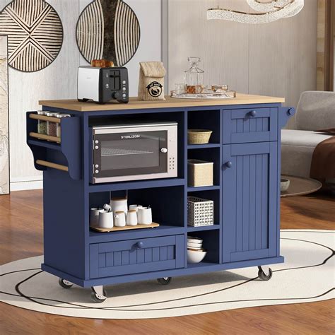 Kitchen Island On Wheels With Two Locking Wheels Rolling Kitchen