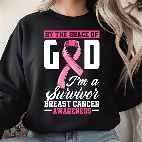 By The Grace Of God Im A Survivor Png Faith Breast Cancer Awareness Design Christian Pink