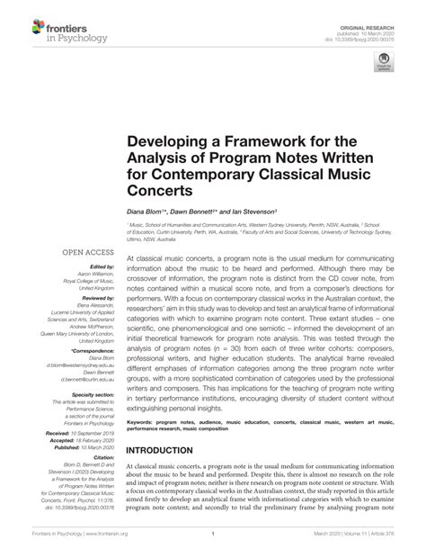Pdf Developing A Framework For The Analysis Of Program Notes Written