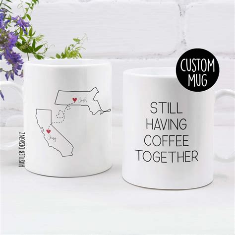 Long Distance Friendship Mug Custom States Coffee Cup T Etsy