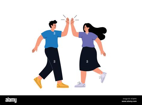 Friends Giving High Five In A Cheerful Teamwork And Collaboration