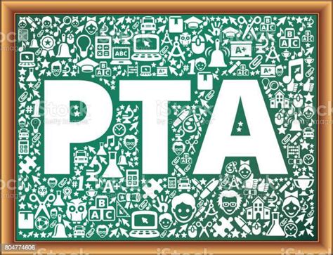 Ikon Vektor Sekolah Dan Pendidikan Pta Di Papan Tulis Ilustrasi Stok