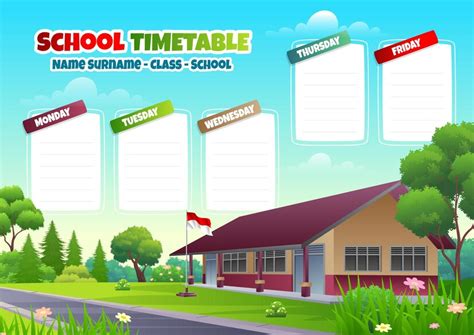 Premium Vector School Timetable Template With Indonesian School