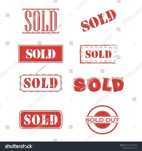 Sold Stickers Different Shapes Stock Vector Royalty Free 2201323915