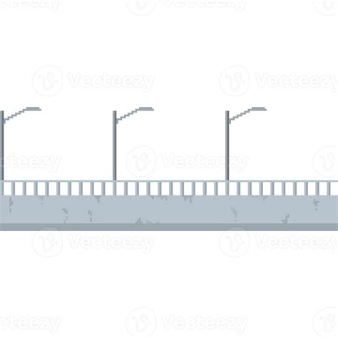 Pixel Art Pedestrian Overpass With Street Lights Urban City Pedestrian