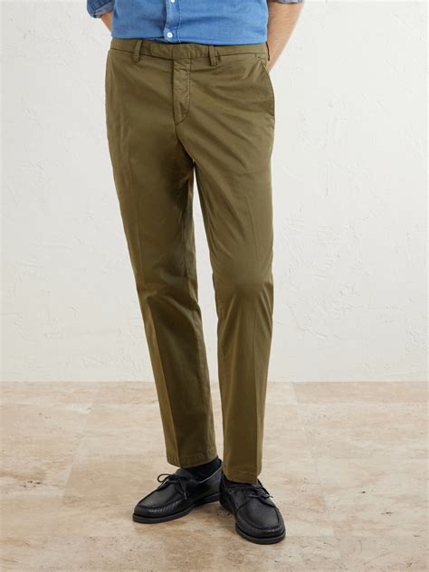 Boglioli Straight Leg Cotton Blend Trousers Green Boglioli