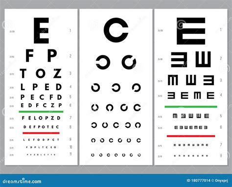 Eyes Charts Ophthalmology Vision Test Alphabet And Letters Optical Alphabet Letters Vector Set