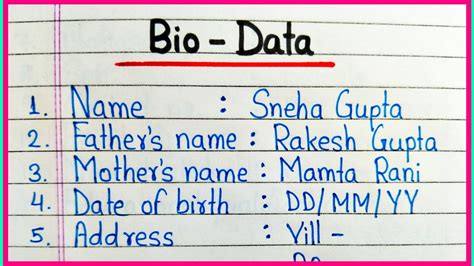 How To Make Bio Data In English Biodata Format Biodata Kaise Likhe
