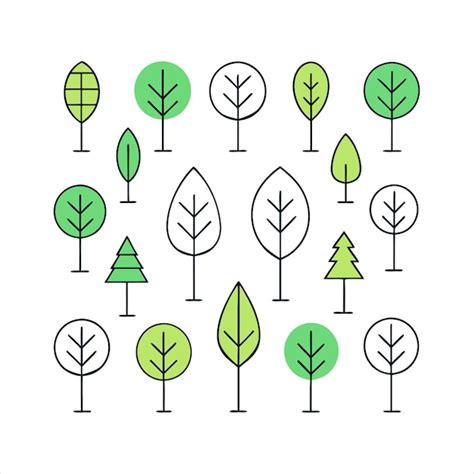 Premium Vector Set Of Minimal Linear Trees Vector
