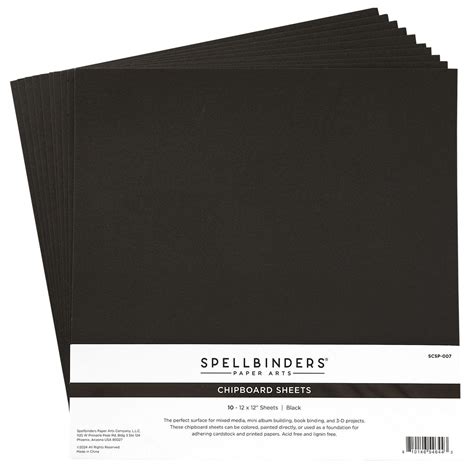 Spellbinders Chipboard Sheets 12x12 Black 810146546443