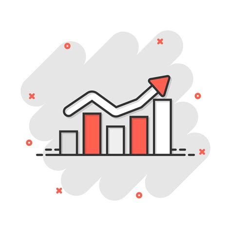 Premium Vector Growing Bar Graph Icon In Comic Style Increase Arrow