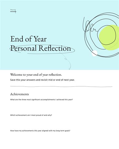 End Of Year Reflection Worksheet Personal Growth And Goal Setting