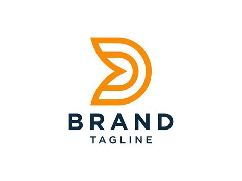 Abstract Initial Letter D Logo Orange Geometric Linear Arrow Style