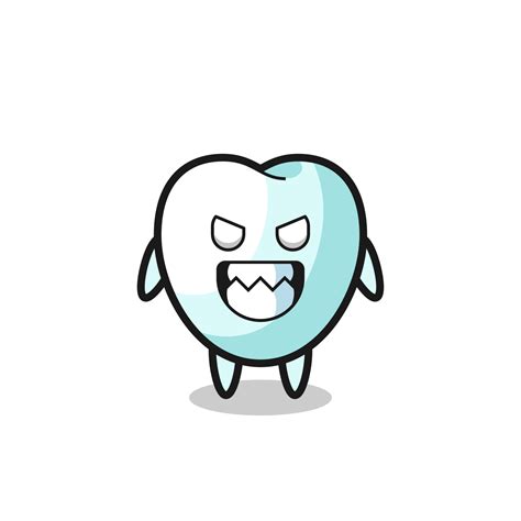 Evil Expression Of The Tooth Cute Mascot Character 12046082 Vector Art At Vecteezy