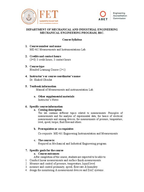 Measurements And Instrumentation Lab Pdf Engineering Instrumentation