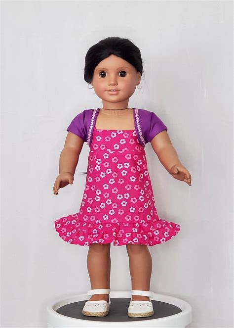 Purple Bolero And Pink Floral Jumper Dress Outfit For 18 Inch Doll Etsy