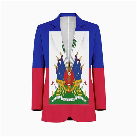 Haiti Haitian Flag Coat Of Arms Red Mens Suits Shawl Collar Slim Fit