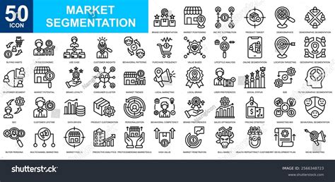 Market Segmentation Icon Collection Set Market Stock Vector Royalty