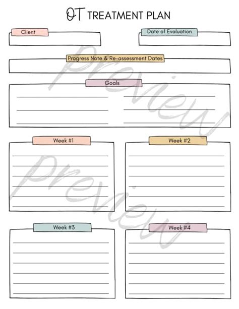 Occupational Therapy Treatment Planning Template By Thesweetot Tpt