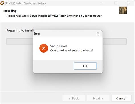 [parallels] Bfme 2 Patch Switcher 1 09 V2 Setup Error Could Not Read Setup Package R Bfme