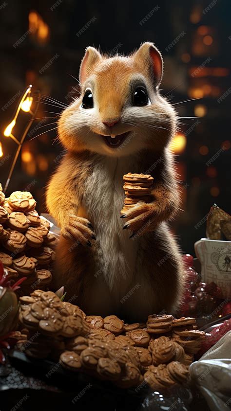 Premium Photo A Squirrel With A Piece Of Candy In His Mouth And A Box