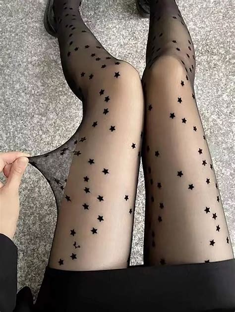 Star Pattern Tights Patterned Tights Clothes Black Stockings