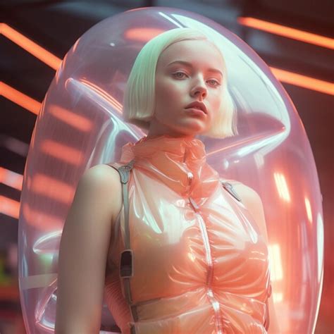 Premium Ai Image A Woman In An Inflatable Ball With A Plastic Cover