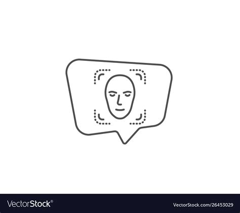 Face Detection Line Icon Head Recognition Sign Vector Image