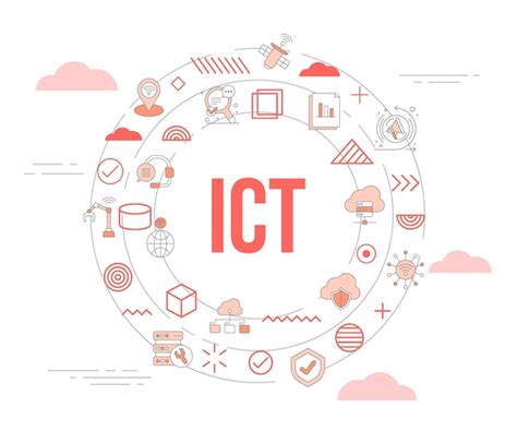 Premium Vector Ict Information And Communication Technology Concept With Icon Set Template