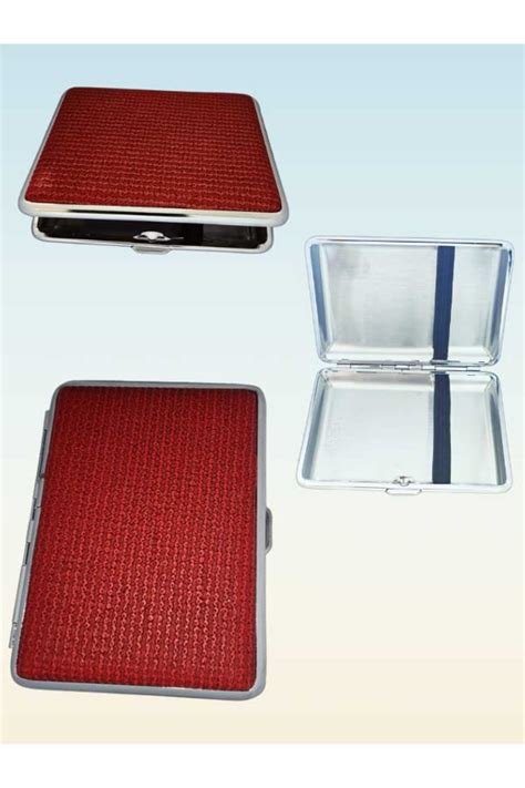 Zeren Store Şık Kırmızı New Deri Kaplama 20li Slim Metal Sigara Tabakası Dayanıklı Ve Modern