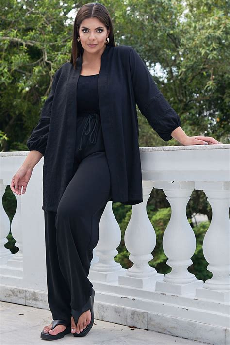 Kimono Plus Size Preto Vk Moda Plus Size