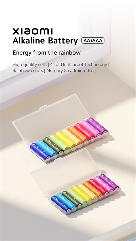 Xiaomi Aa Aaa Rainbow Batteries Count Alkaline Battery Colorful Anti Leakage Shopee
