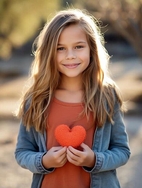 Premium Photo Outdoor Portrait Of Years Old Girl With Heart