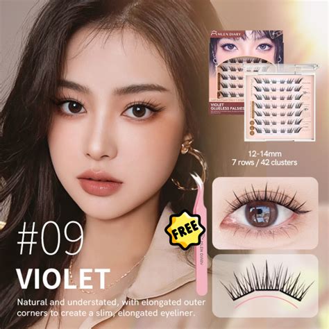 🔥mlen Diary ขนตาคุณภาพ🔥 ขนตามีกาวในตัว ติดง่าย No 09 Violet Shopee Thailand