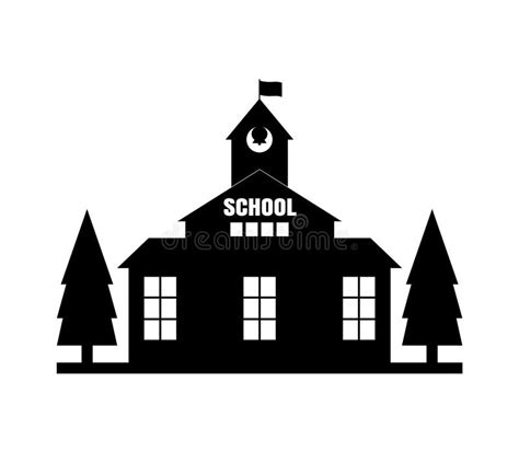 Clipart School Building Black And White