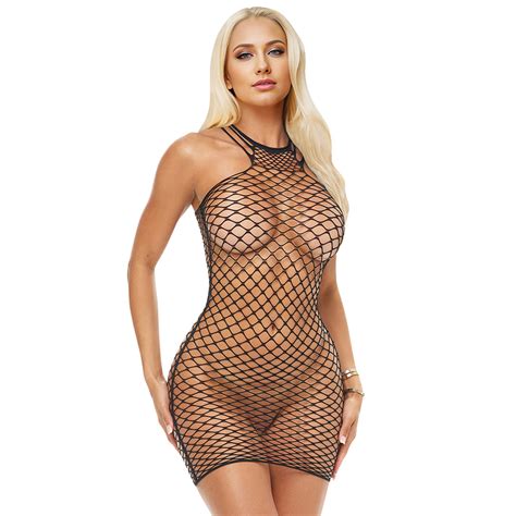 Fishnet Halter Mini Dress Pinkcherry