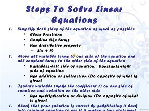 Linear Equation In One Variable Class 7 Ppt