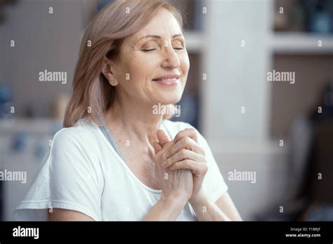 Beautiful Woman Over Years Old Enjoys Yoga Stock Photo Alamy