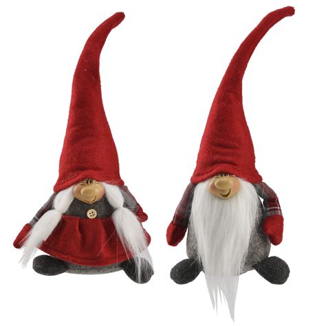 Tomte Jul Nisse Far Eller Mor Filt Röd Grå 16x11x33cm Välj