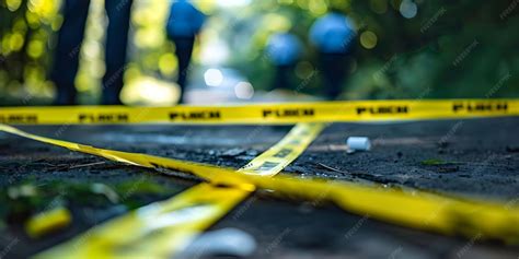 Premium Photo Officers Examining Crime Scene Behind Yellow Police