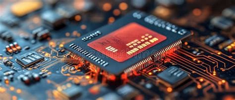 Close Up Of A Modern Microprocessor On A Circuit Board Stock Illustration Illustration Of