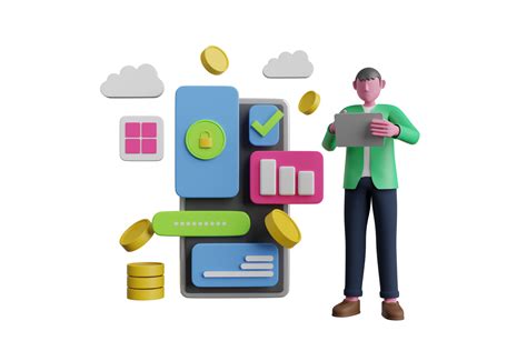 3d Rendering Security System Internet Banking Via Credit Card On Mobilesecurity System In