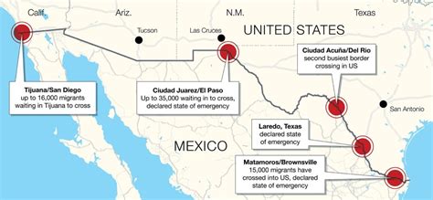Mexican Border Crossing Map