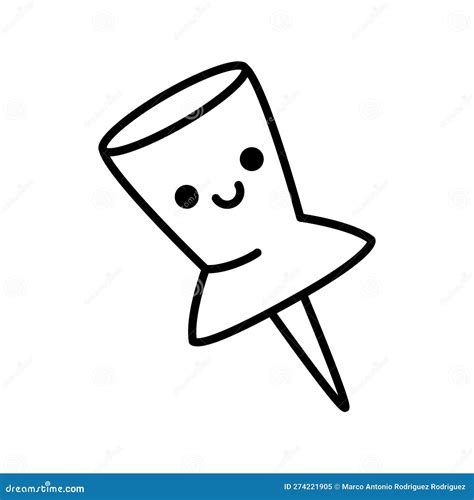 Vector Cartoon Cute Pin School Kawaii Illustration Stock Vector Illustration Of Objects