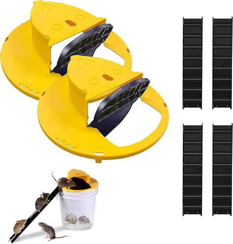 Bucket Mouse Trap with Mouse Trap Bucket Flip Lid, Suitable for 5-Gallon Buckets, Yellow, 2-Pack ...