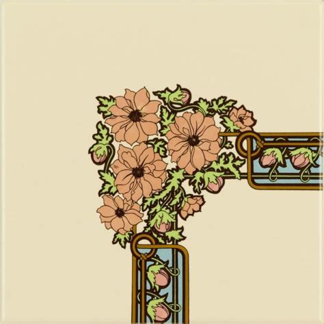 Alphonse Mucha Evening Reverie Corner Tile On County White By Clay And Rock