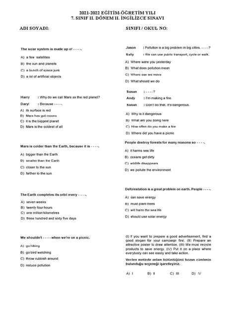 7th Grade 2nd Exam 2nd Term Pdf